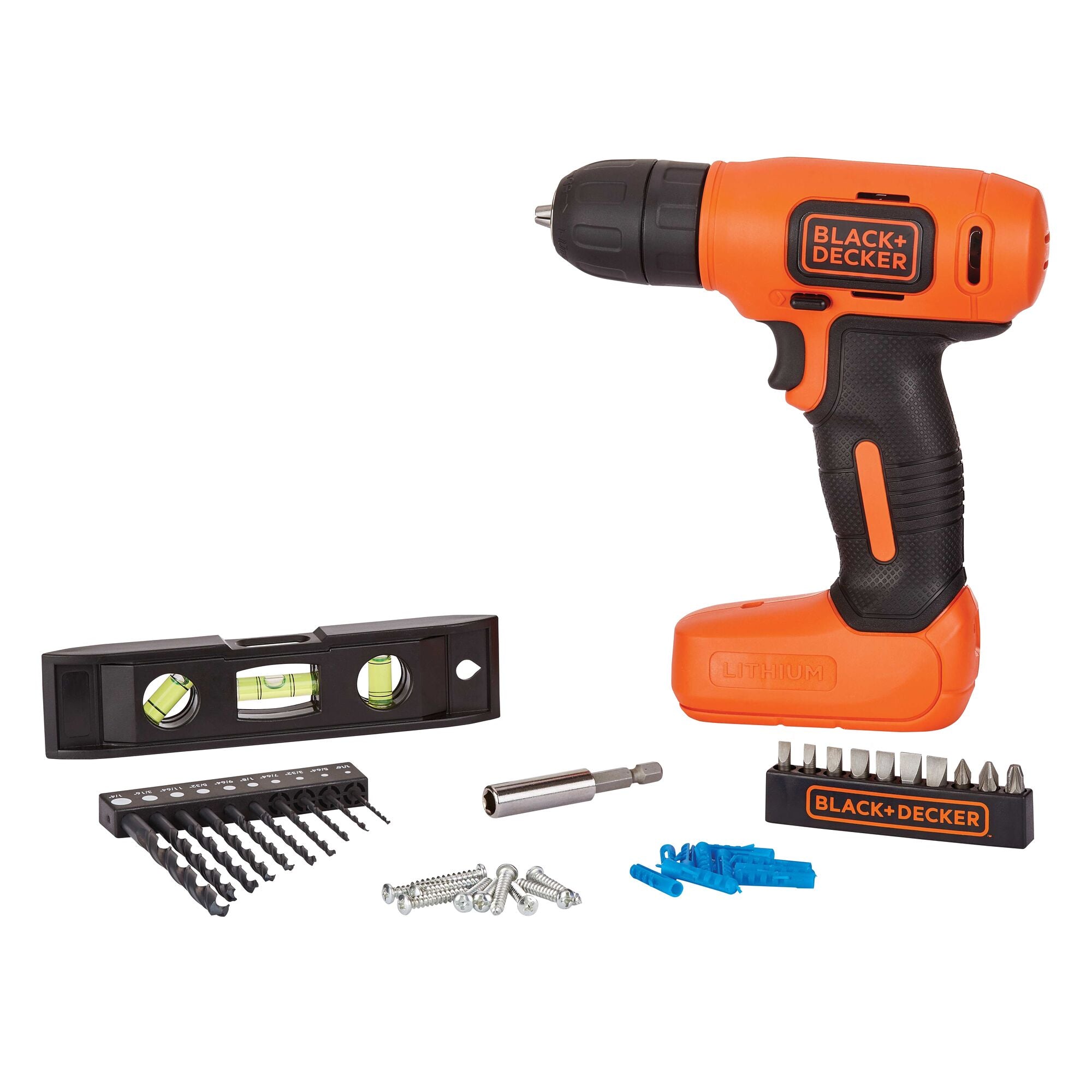 BLACK+DECKER 8V Max Cordless Drill + 43 Pc. Home Decor Project Kit - B