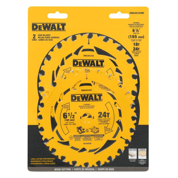 DEWALT 6-1/2 in. 18T and 24T Circular Saw Blade 2-Pack