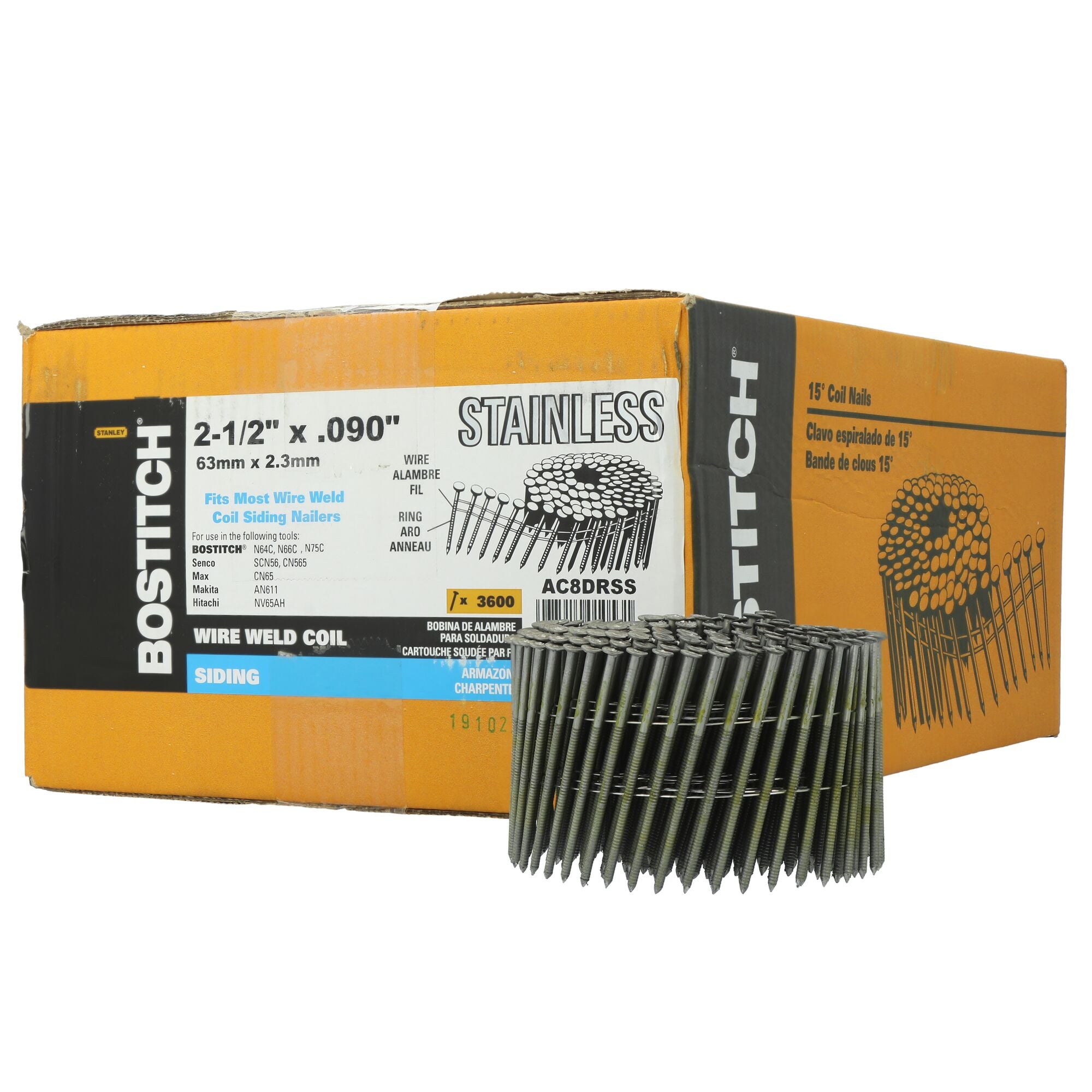 BOSTITCH Nail,Col,090,Rng,2-1