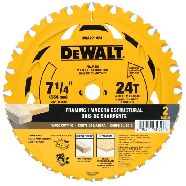 DEWALT 7-1/4 in. 24T Circular Saw Blade 2-Pack