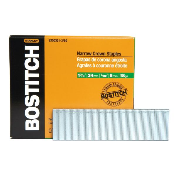 BOSTITCH Crown Staples, 1-3/8-Inch X 7/32-Inch, 18Ga, 3000-Pack