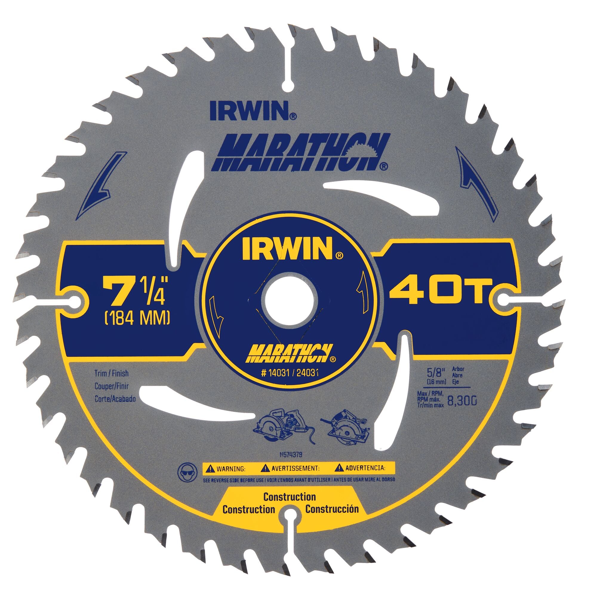 IRWIN MARATHON™ Circular Saw Blade, 7 1/4-Inch, 40T