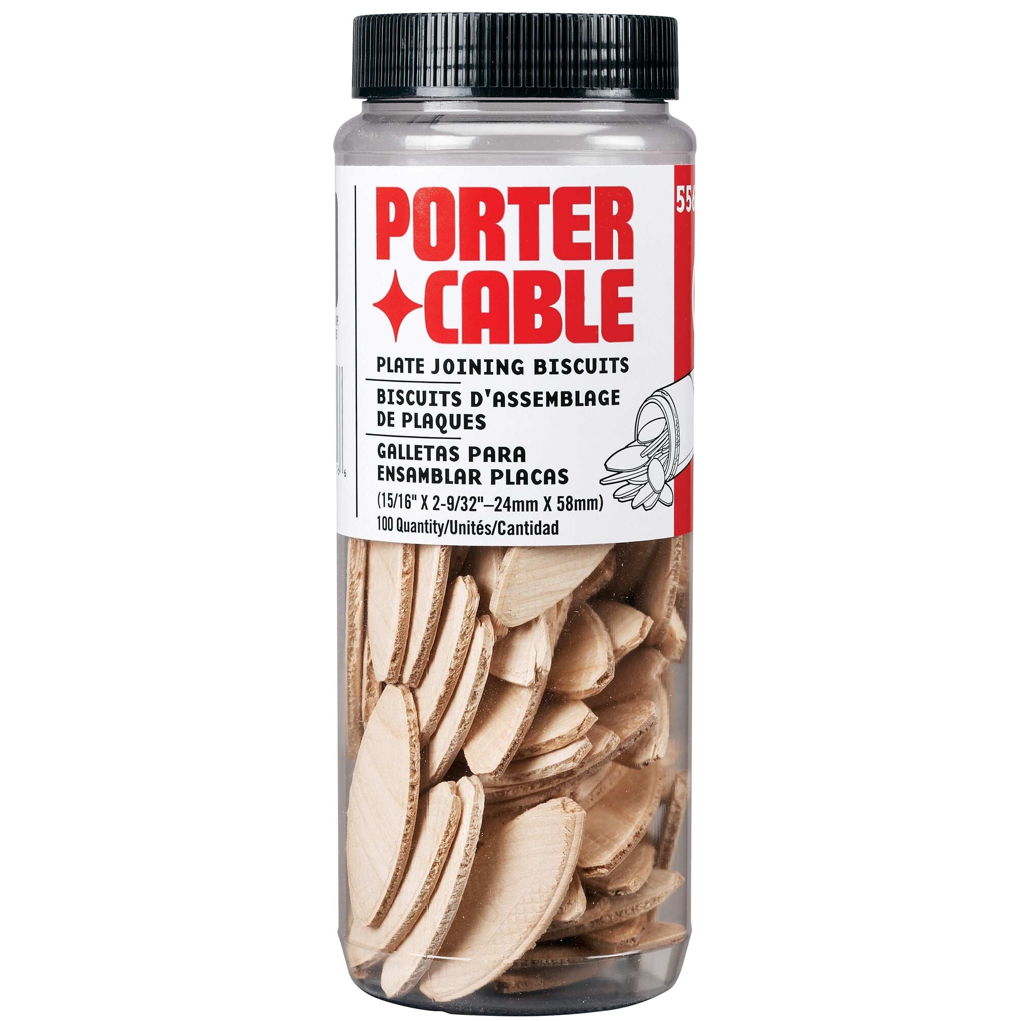 PORTER-CABLE No. 20 Plate Joiner Biscuits - 100 Per Tube , Brown