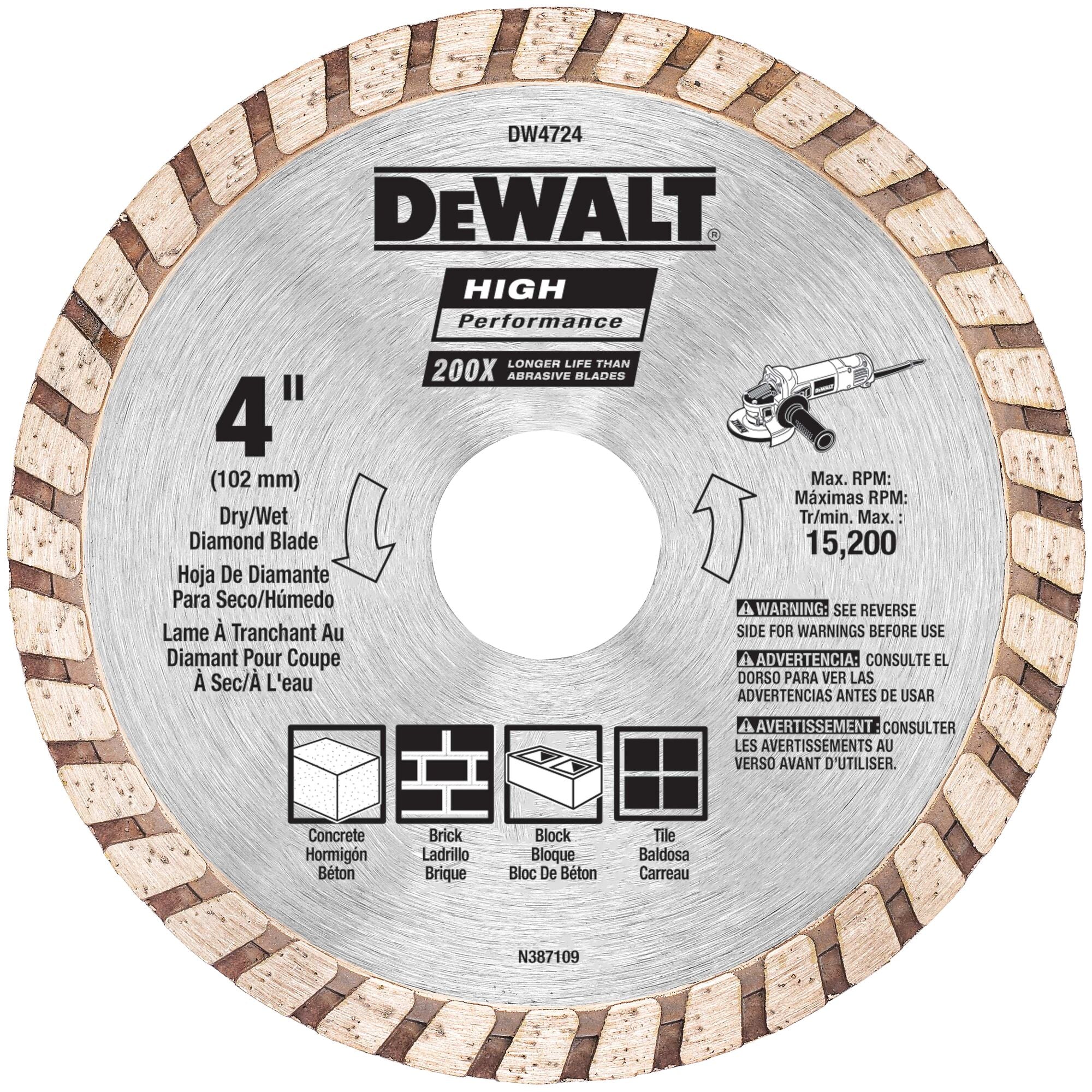 DEWALT 4" HIGH PERF MASONRY BLADE CARDED